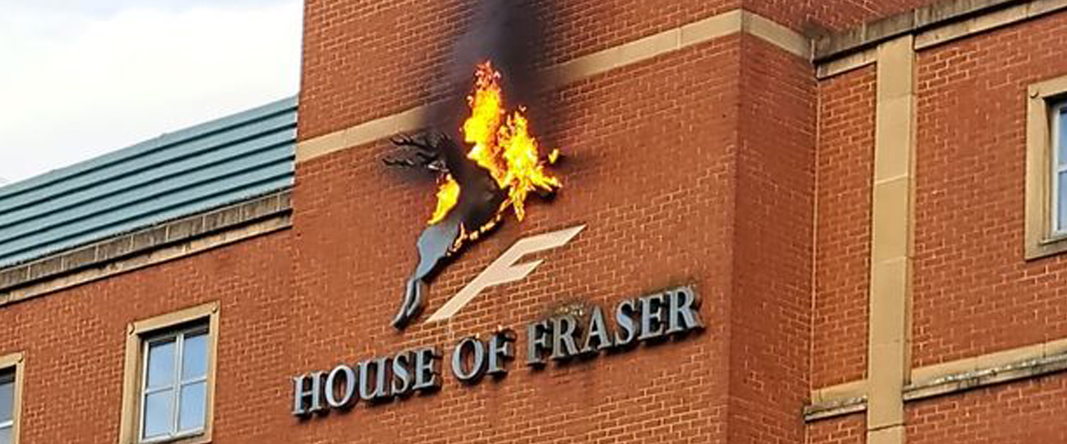 uksignboards.com | Nottingham House of Fraser sign catches fire before ...